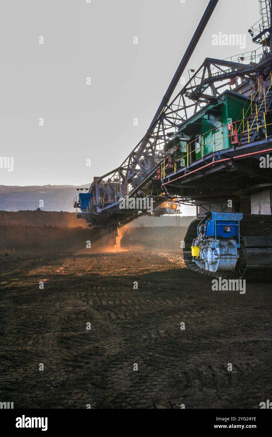 Heavy equipment in an open-pit lignite mine in central Europe Stock ...