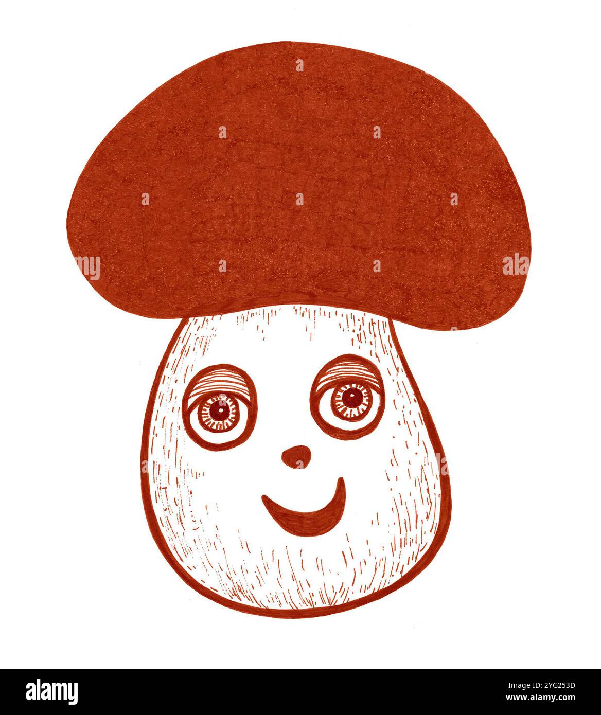 Mushroom character with eyes. Stylized illustration. Brown color. Brown ...