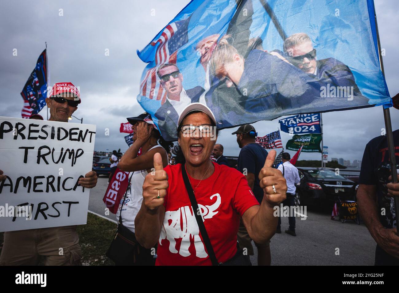 West Palm Beach, Florida, USA. 5th Nov, 2024. Trump supporters rally ...