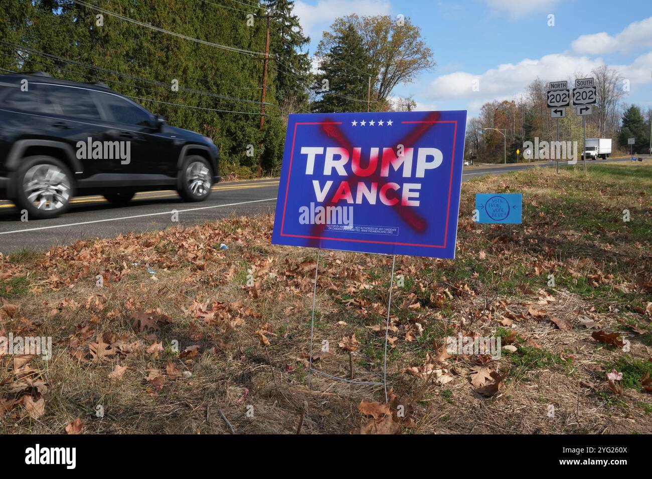 Doylestown, Pennsylvania, USA. 5th Nov, 2024. A defaced Trump - Vance ...
