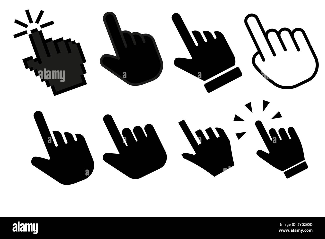 office background Hand cursor icon set. click icon . hand click. pointer Stock Photo - Alamy