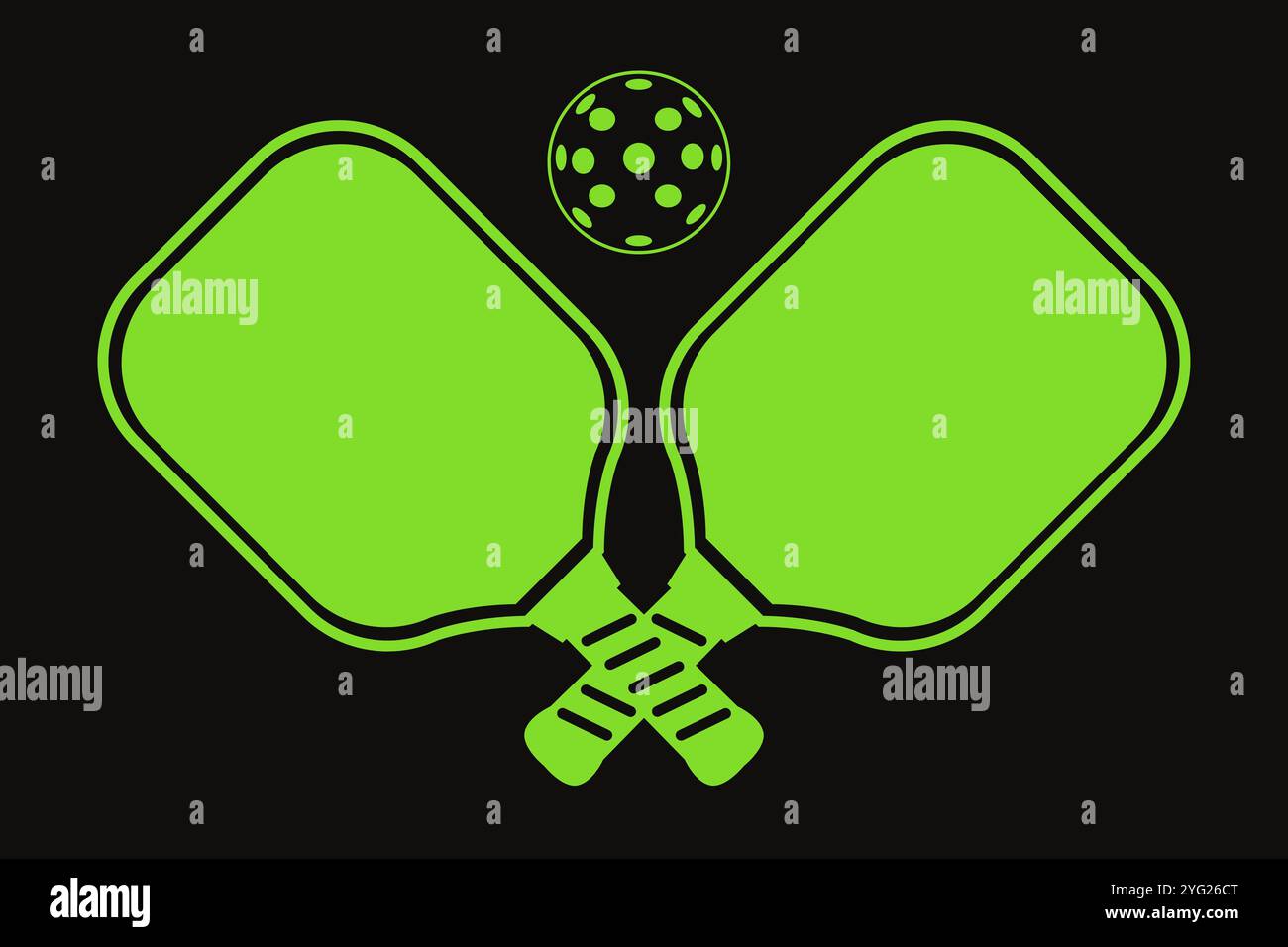 Pickleball paddles, ball on black background. Isolated Stock Photo - Alamy