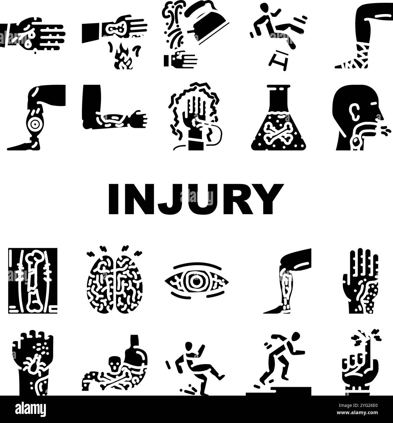 household injury fall burn cut icons set vector Stock Vector Image ...