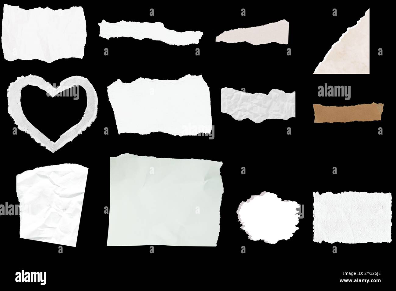 set of ripped white paper sheets png isolated on transparent background ...