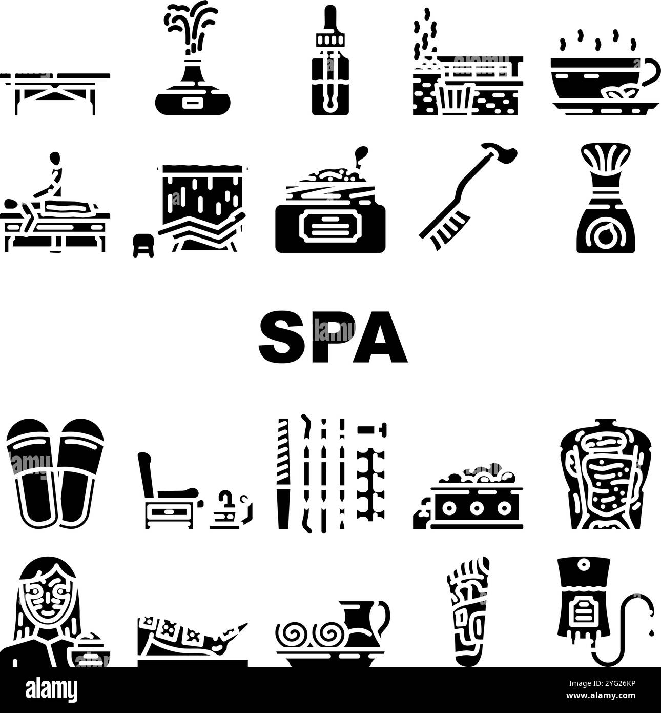 spa therapy relaxation massage icons set vector Stock Vector Image ...