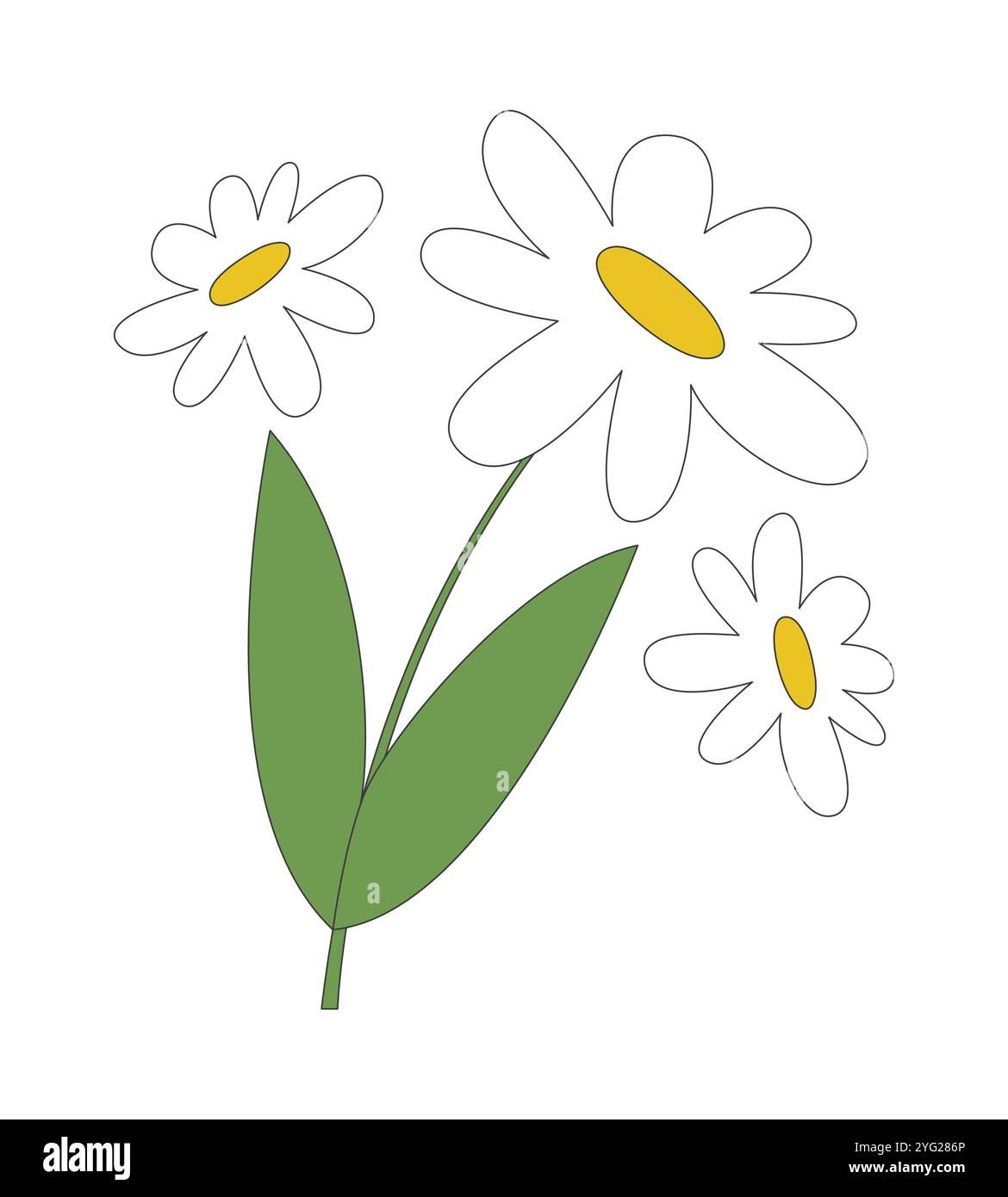 Chamomile bunch 2D cartoon object Stock Vector Image & Art - Alamy