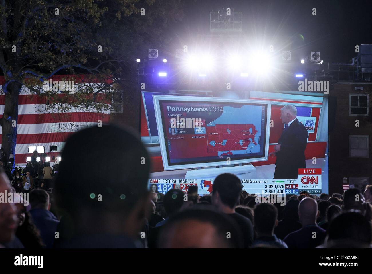 Washington, United States. 06th Nov, 2024. Audience members watch ...