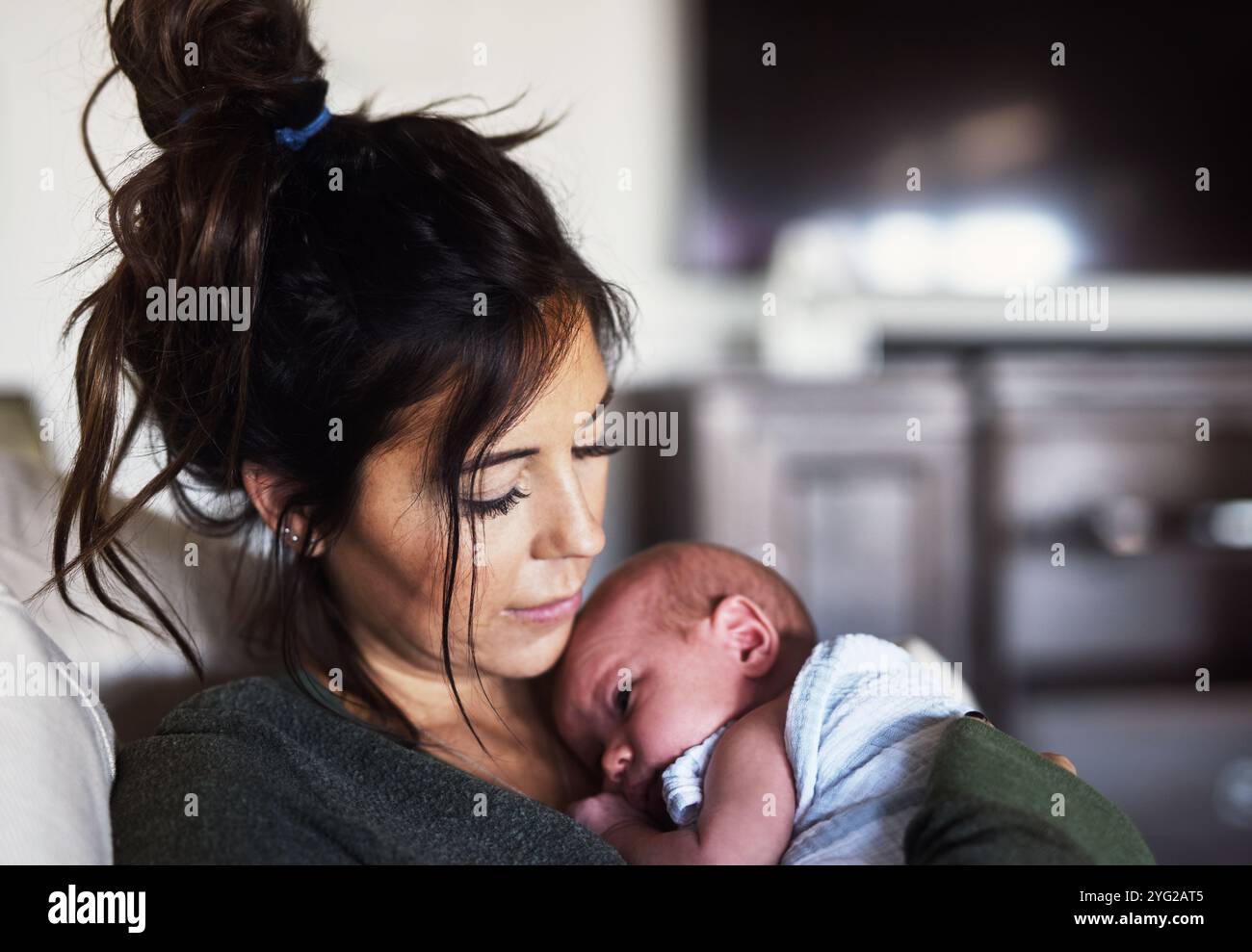 Mother, baby and support for love, care and relax with bonding ...