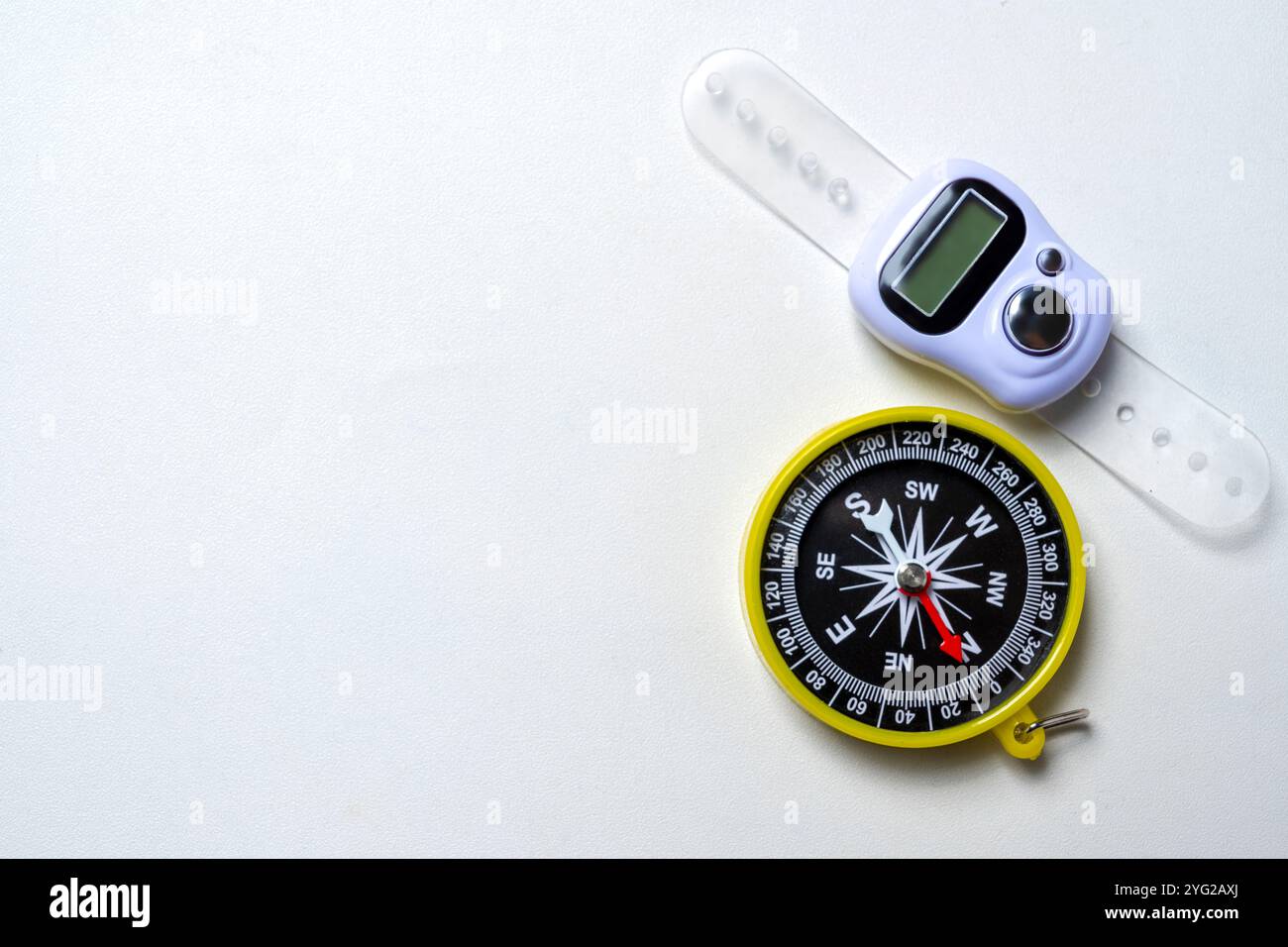 Digital prayer beads and compass qibla isolated over white background ...