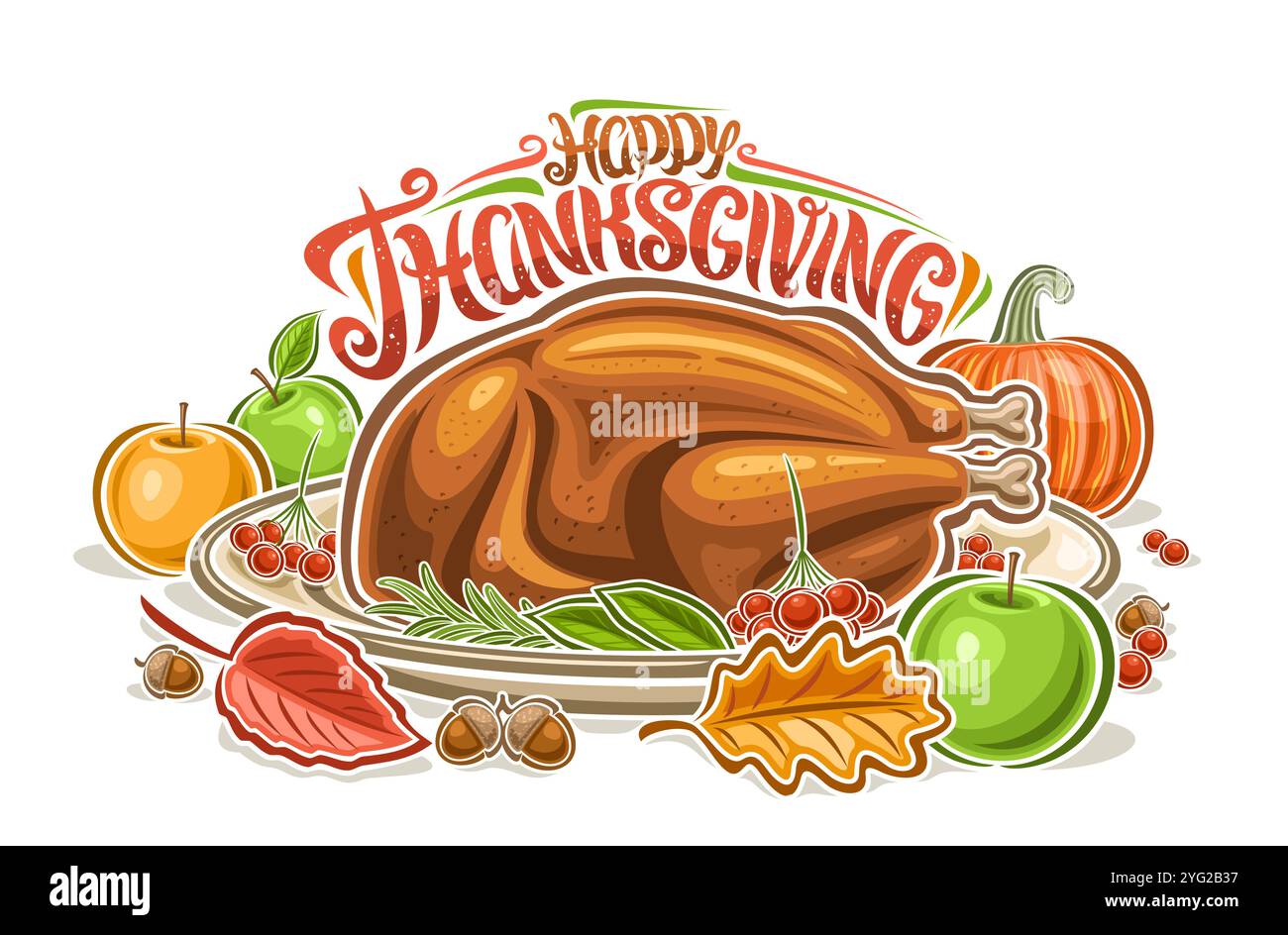 Vector Thanksgiving Logo, horizontal poster with cartoon design ...