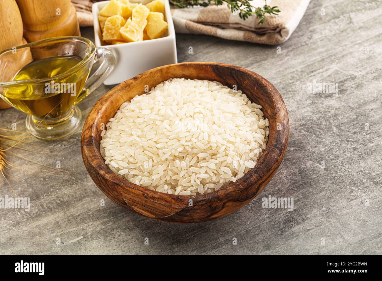 Dry raw Arborio rice for risotto Stock Photo - Alamy