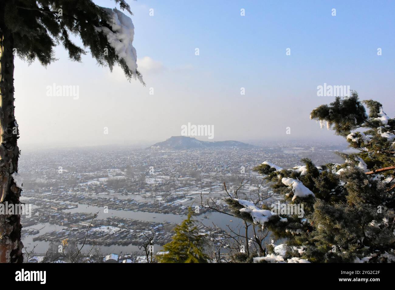 View of Srinagar city from the foot hills of Zabarwan mountain afte the ...