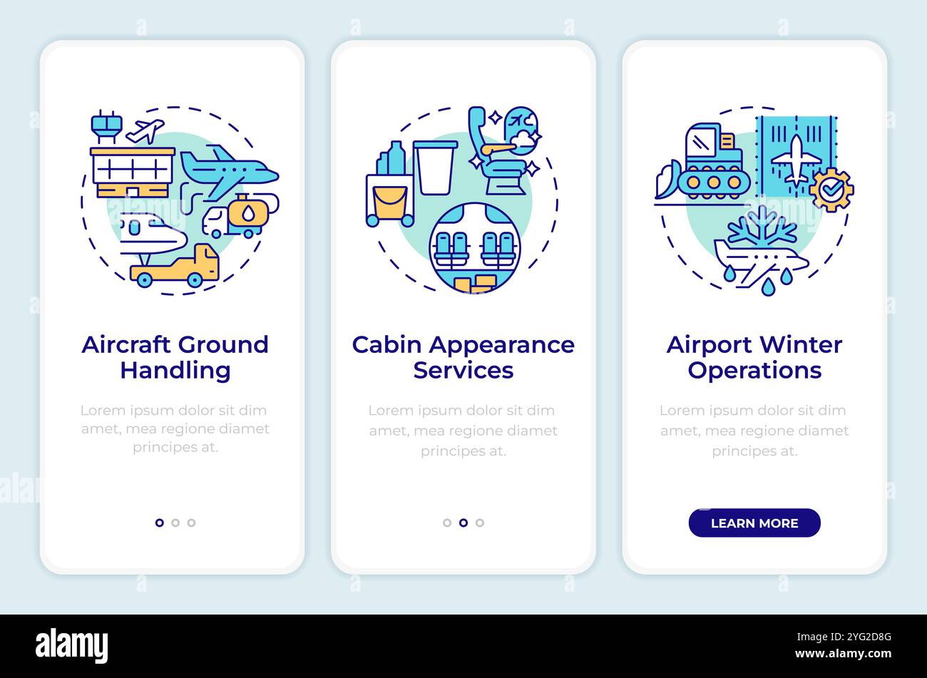 Aircraft ground handling onboarding mobile app screen Stock Vector Image & Art - Alamy