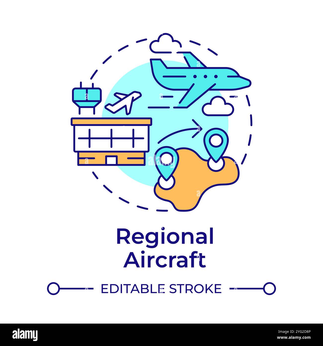 Regional aircraft multi color concept icon Stock Vector Image & Art - Alamy
