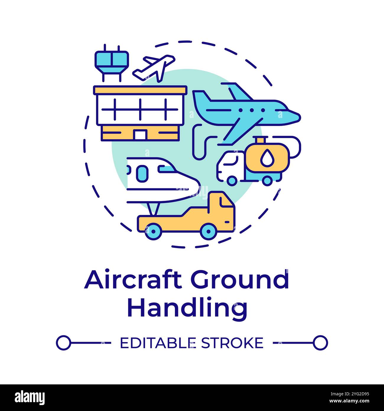Aircraft ground handling multi color concept icon Stock Vector Image ...