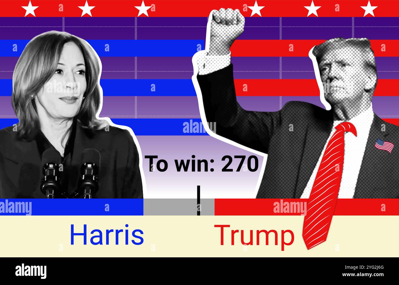 Portrait of Donald Trump and Kamala Harris. Illustrative photo collage ...