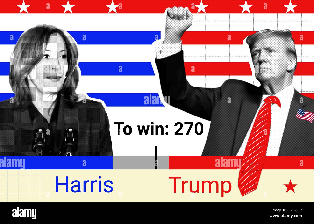 Portrait of Donald Trump and Kamala Harris. Illustrative photo collage ...