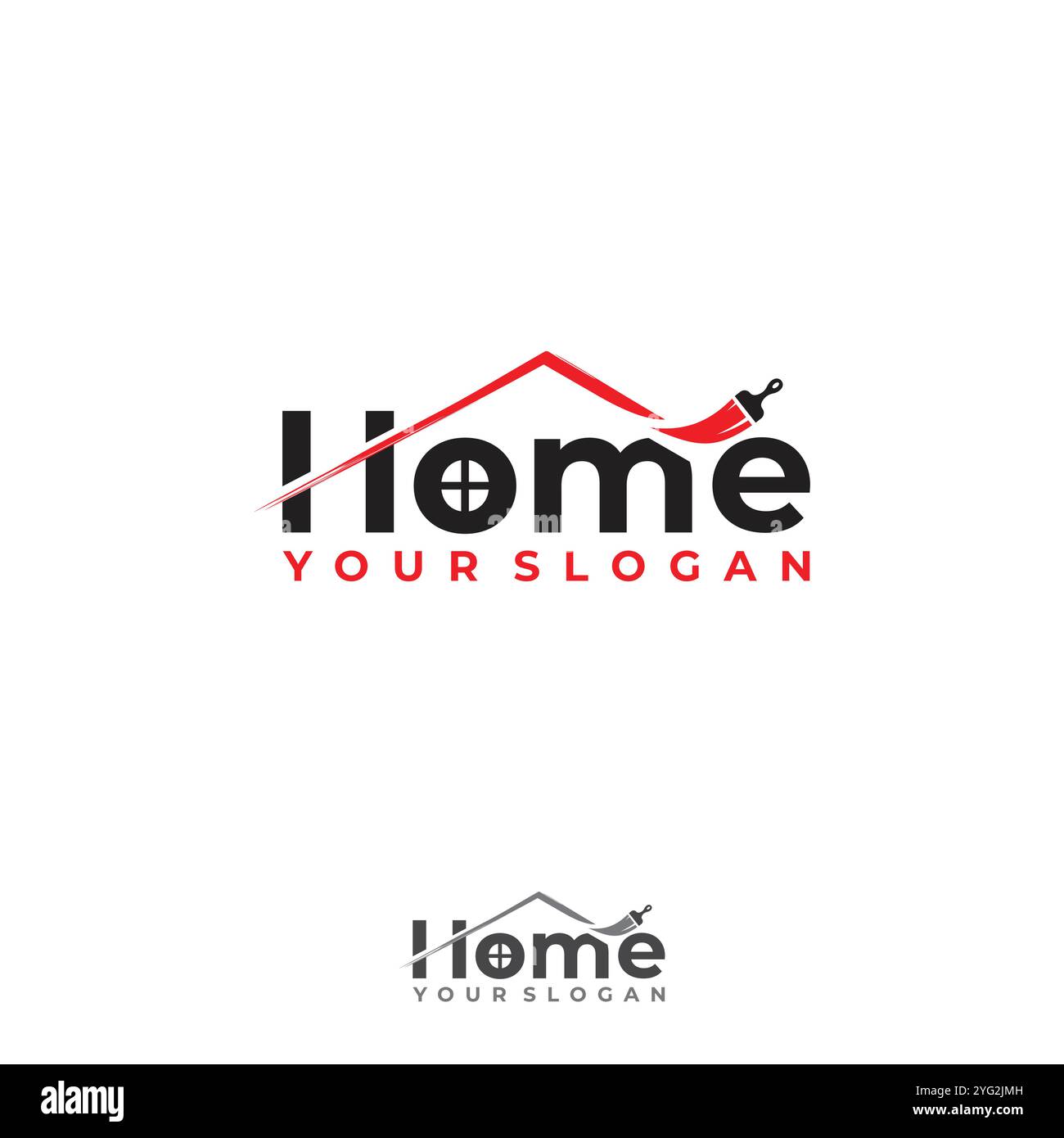 Simple letter Home logo design concept with brush shaped roof. Vector ...