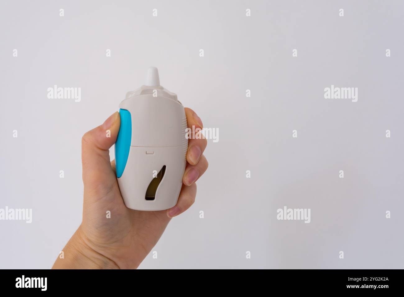 Modern nasal inhaler for respiratory health, allergy relief on white ...