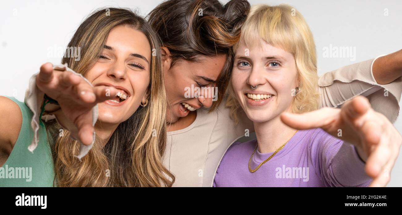 Group multiethnic people reaching hi-res stock photography and images ...