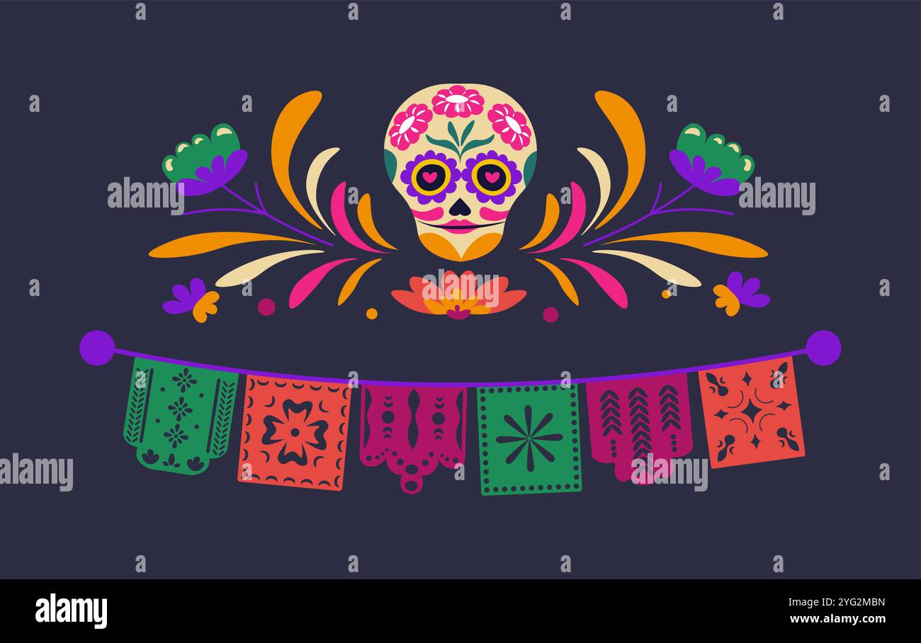 Skull and Floral Banner vector Stock Vector Image & Art - Alamy