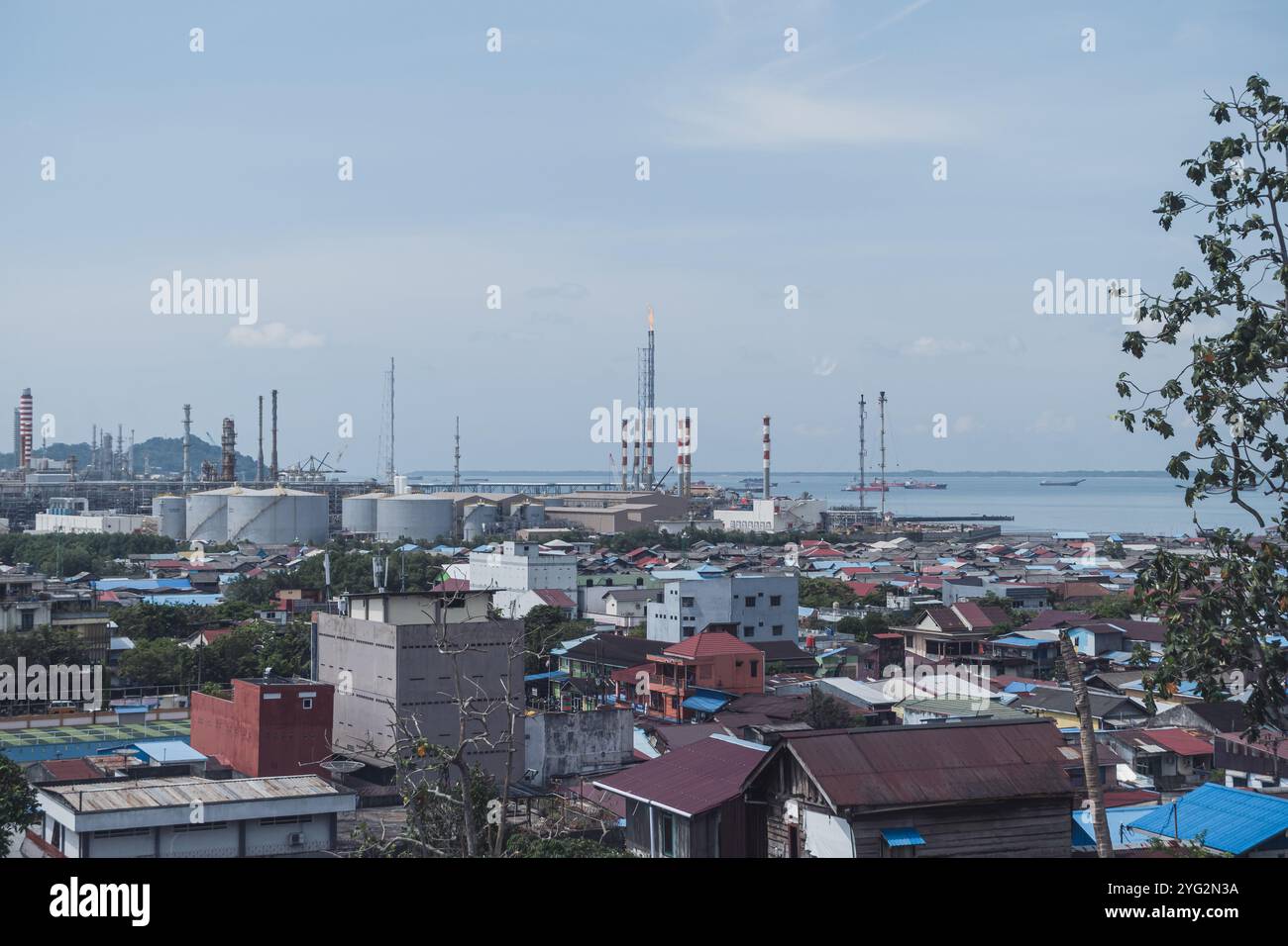 Photo of Balikpapan city refinery seen from a distance during the day ...