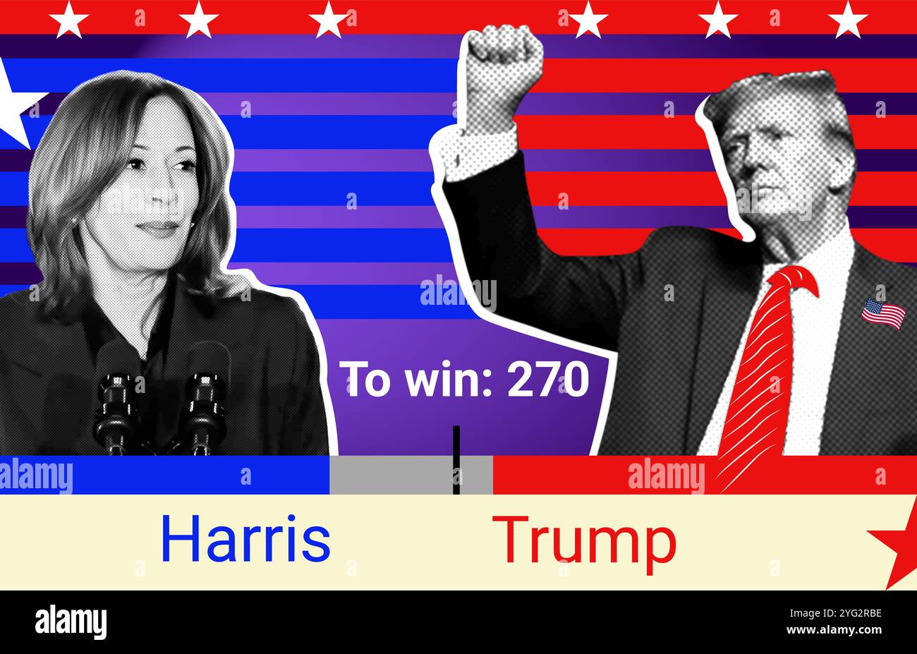 Portrait of Donald Trump and Kamala Harris. Illustrative photo collage ...