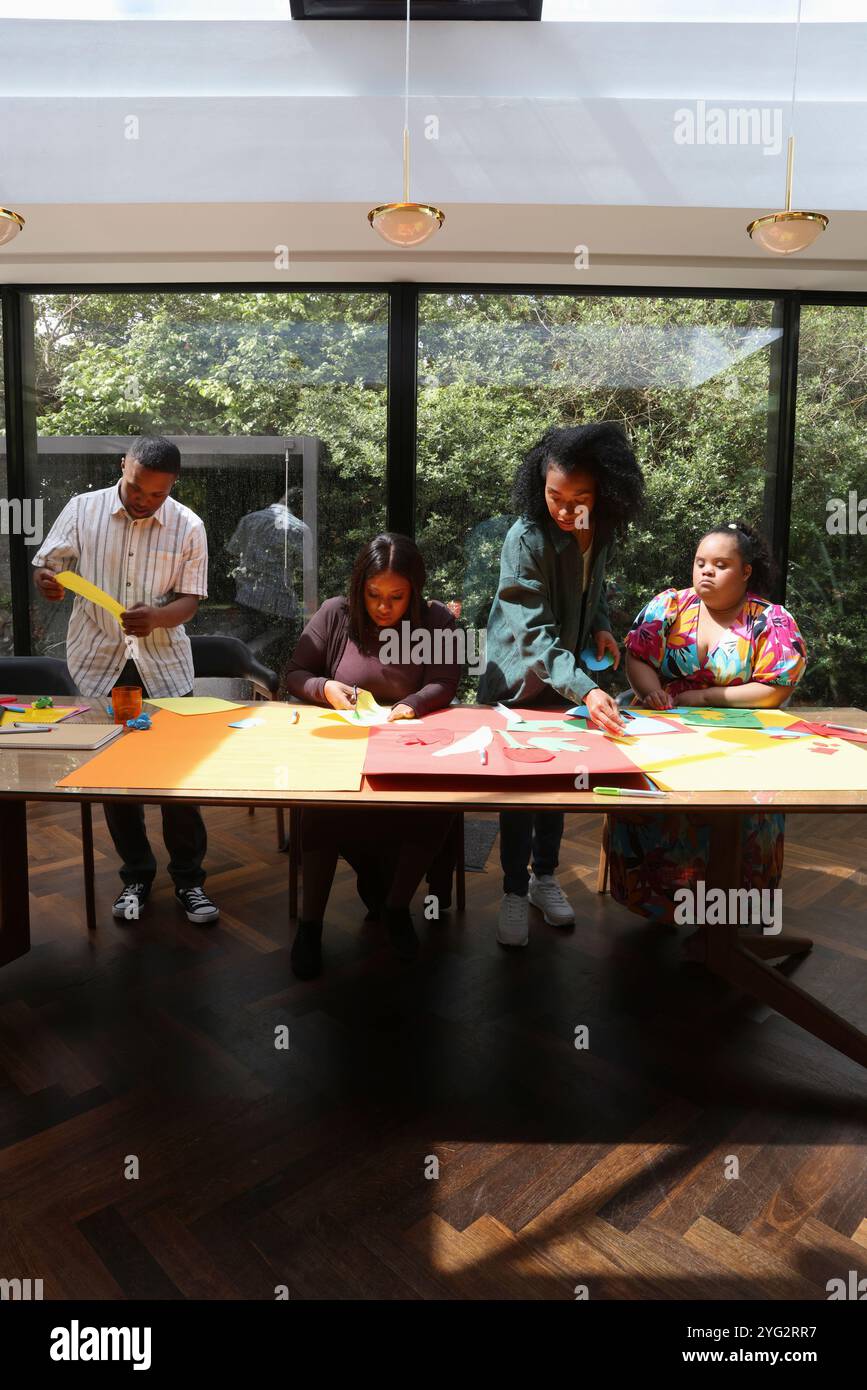 Group of people doing arts and crafts Stock Photo - Alamy