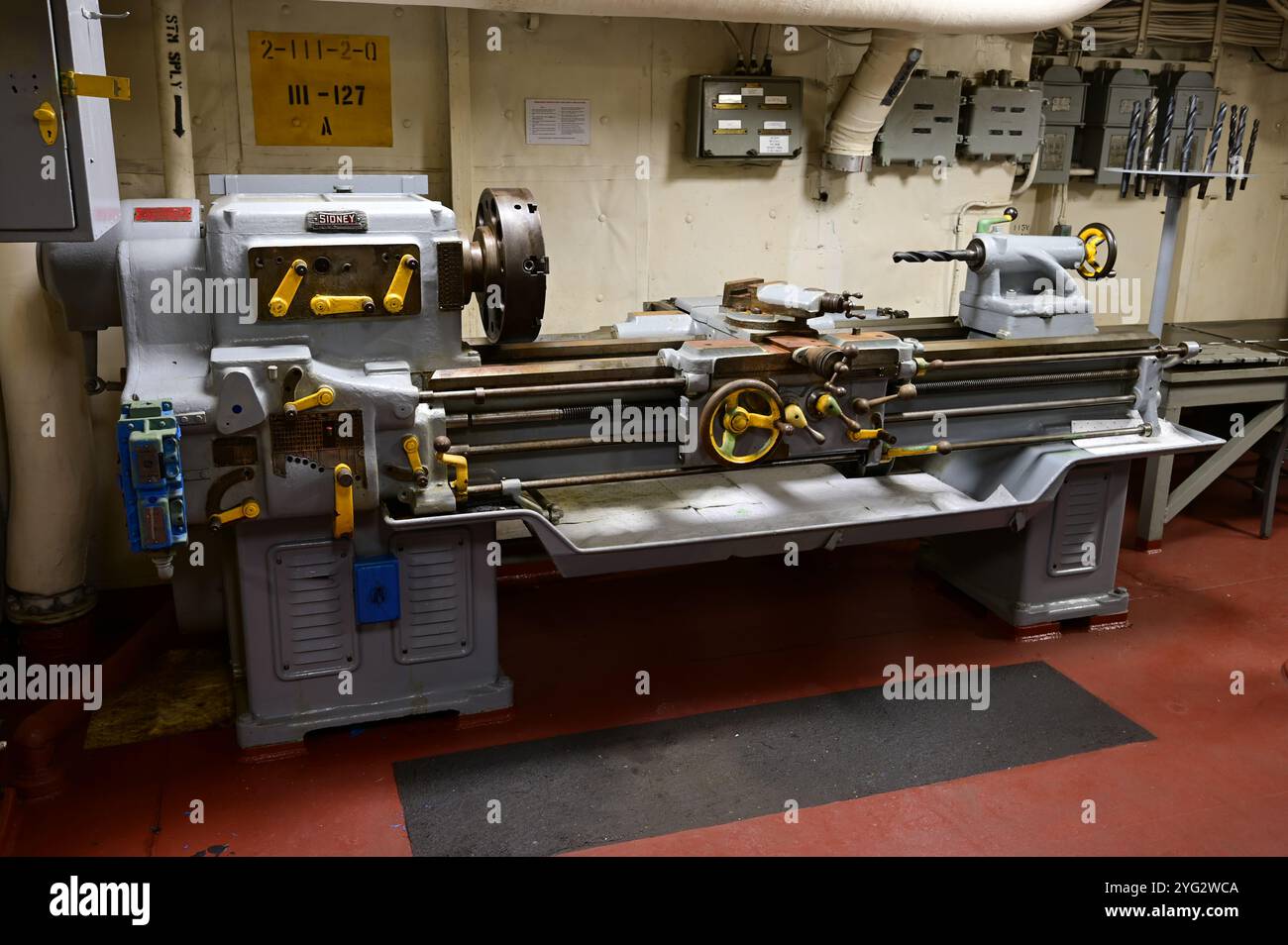 Engineering shop on the USS Wisconsin an American Battleship Stock ...