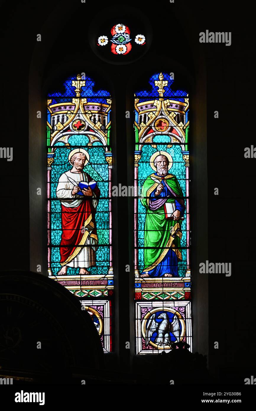 Stained Glass Window of Saints Luke & John in c15th Eglise Saint-Jean ...