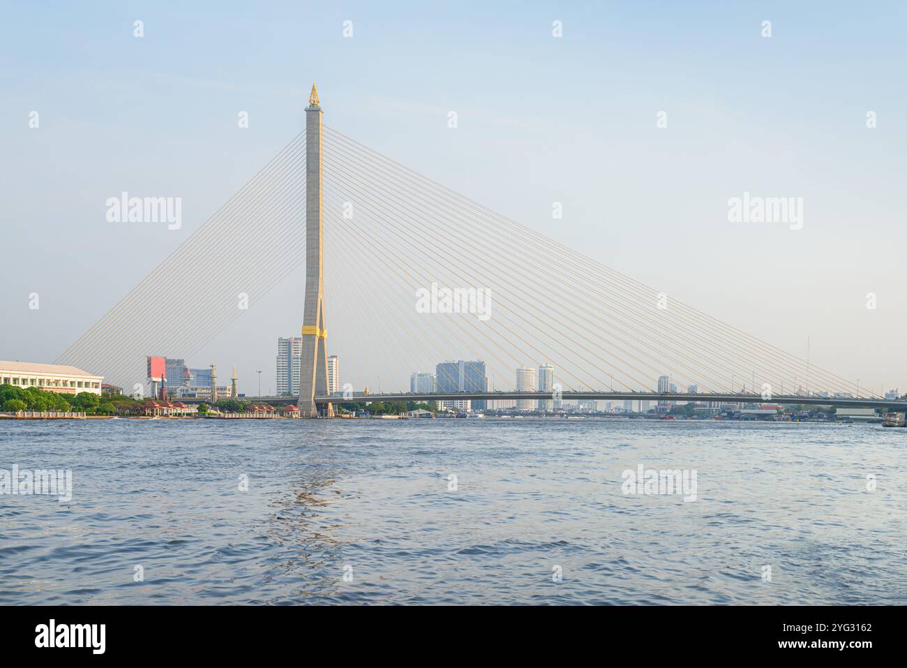 The Rama VIII Bridge over the Chao Phraya River, Bangkok Stock Photo ...