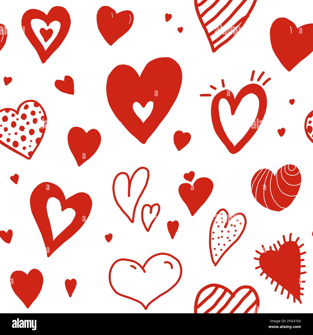 Seamless red doodle heart Cut Out Stock Images & Pictures - Alamy