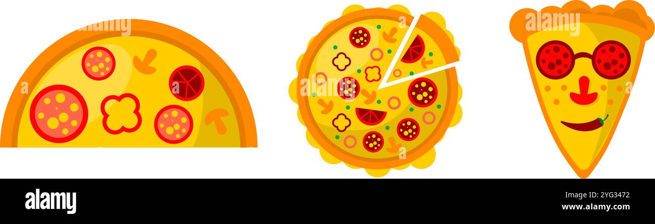 Pizza Varieties Trio Vector collection Stock Vector Image & Art - Alamy