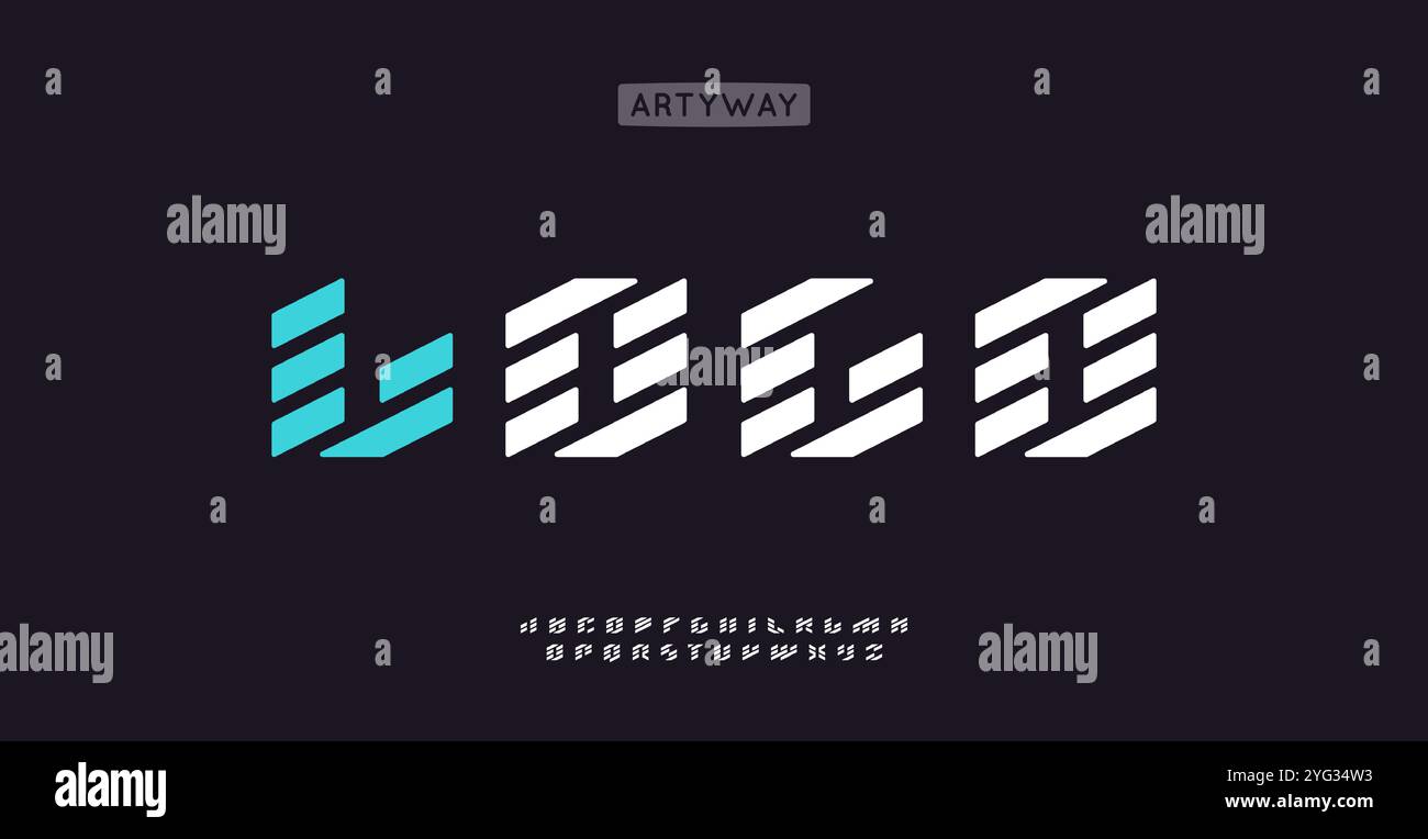 Modular stencil font, sliced geometric letters, edgy bold font for ...