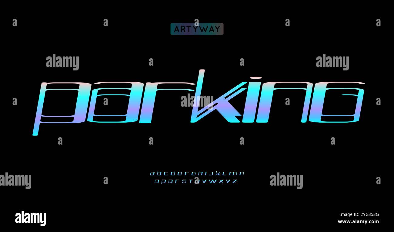 Holographic gradient font, futuristic overlayed letters, glossy ...