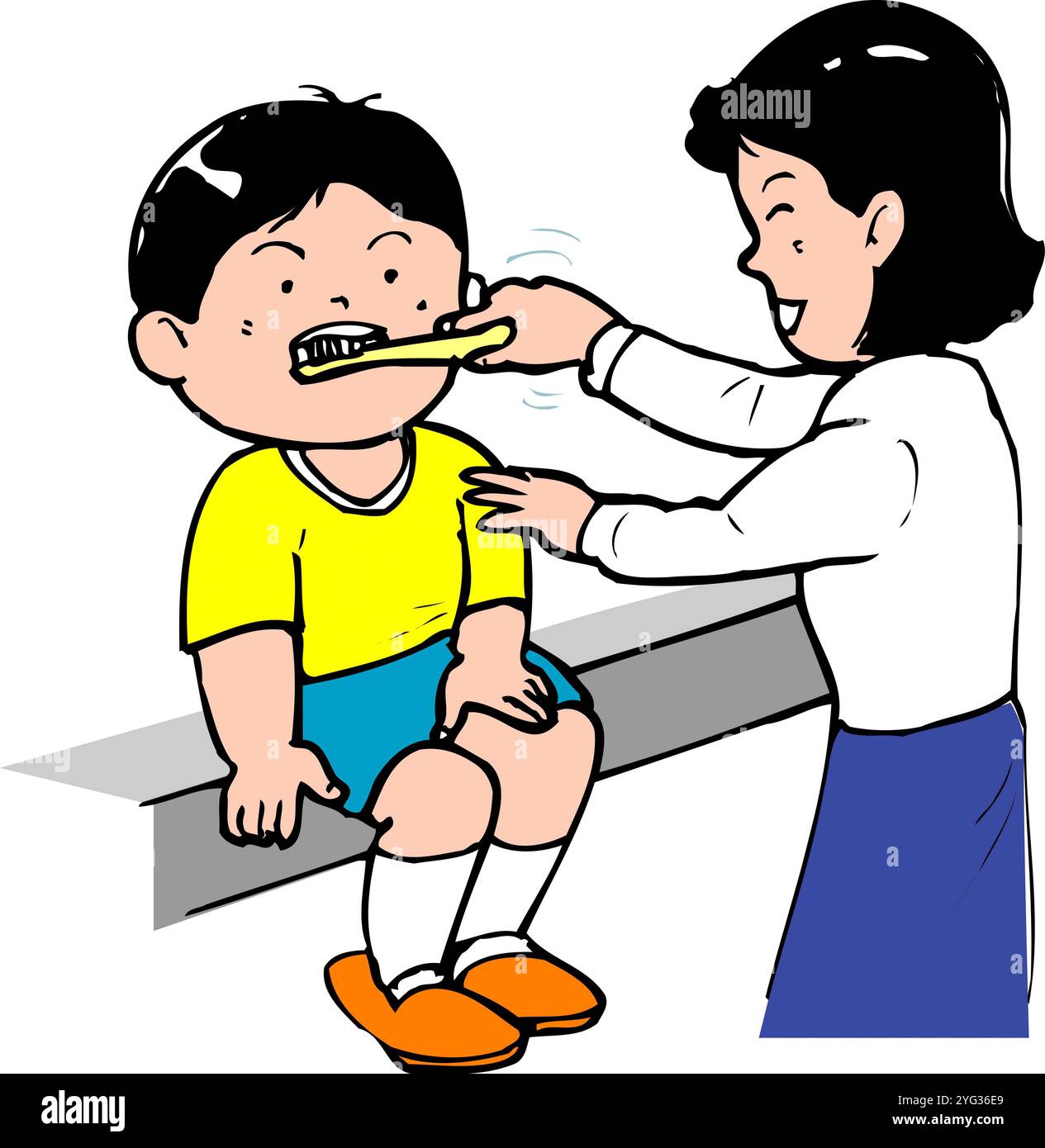 Teaching tooth brushing Stock Photo - Alamy