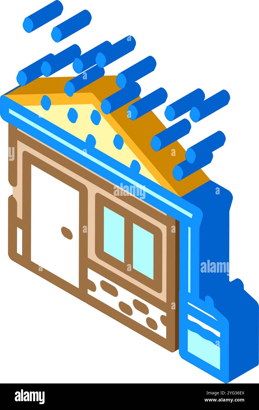 rainwater harvesting water saving isometric icon vector illustration ...