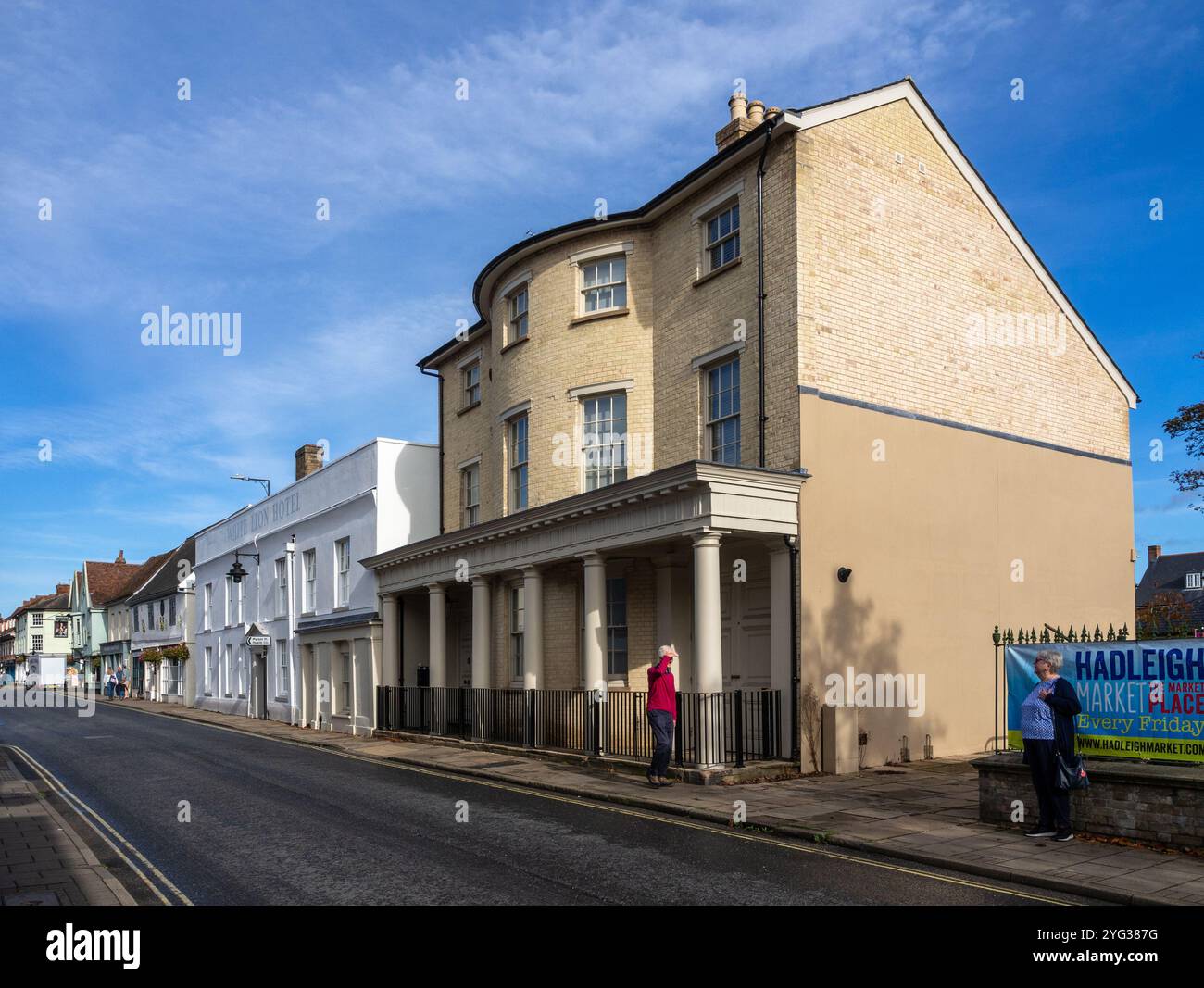 Street view in summer, High Street, Hadleigh, Suffolk, UK Stock Photo ...