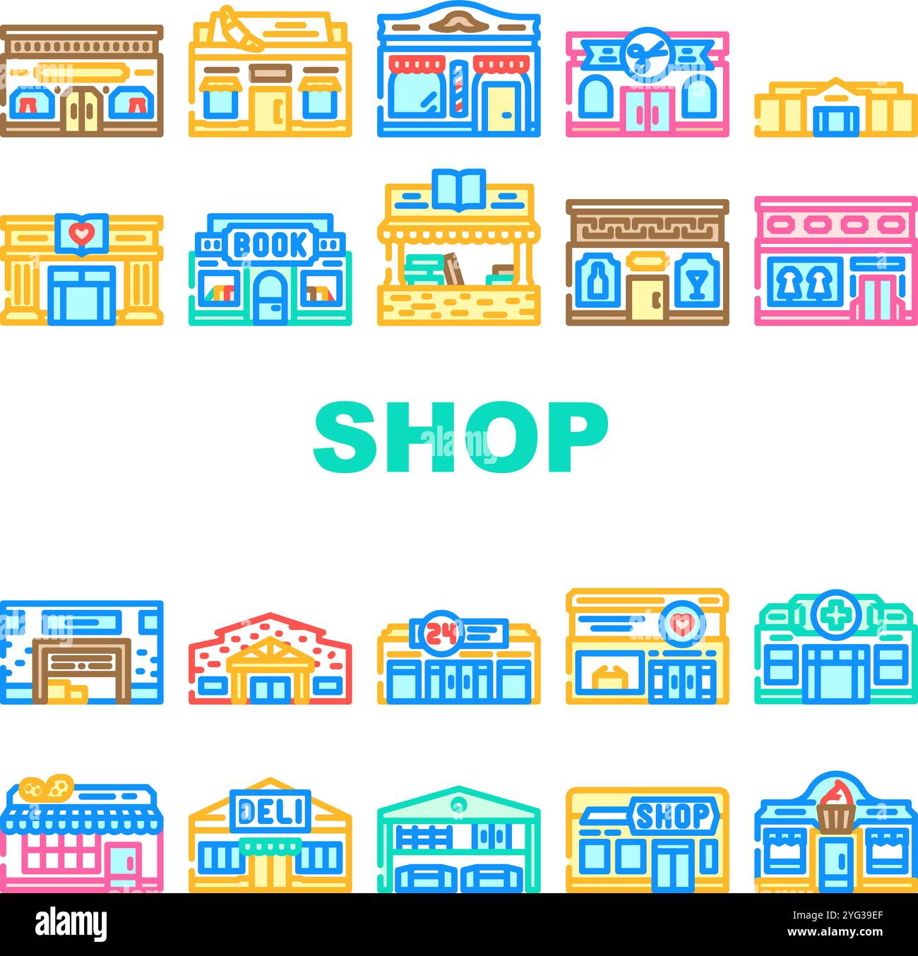shop store retail purchase sale icons set vector Stock Vector Image ...