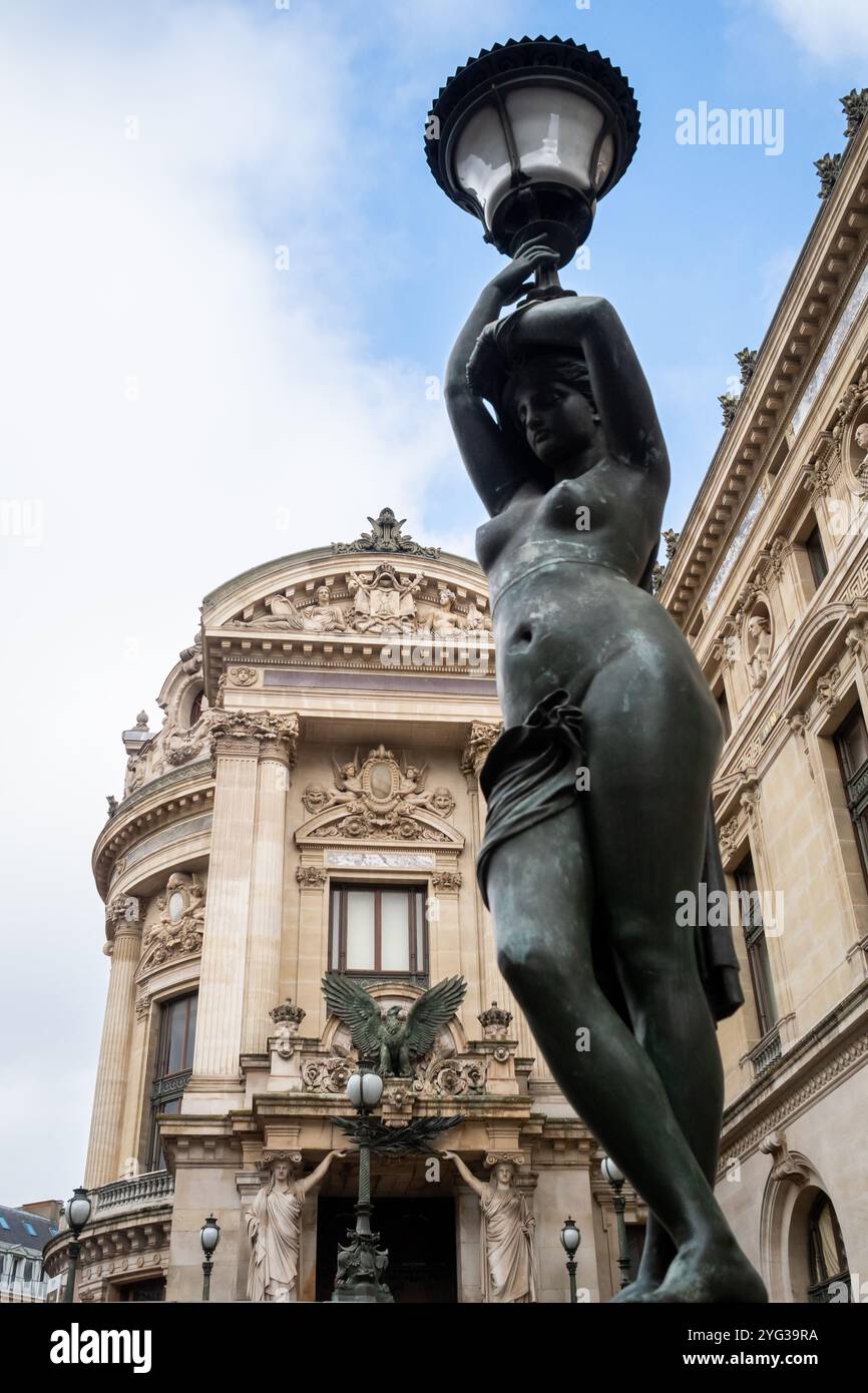 Side of the Opera Garnier in Paris with a lamp statue 2 Stock Photo - Alamy