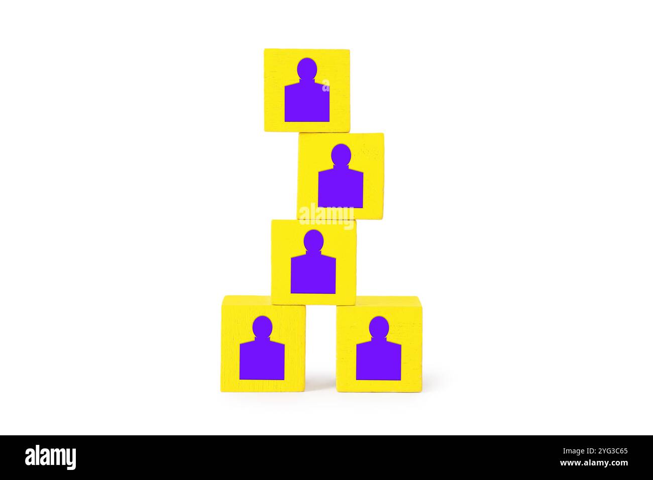 Human resource. Stacked yellow cubes with human icons on white ...