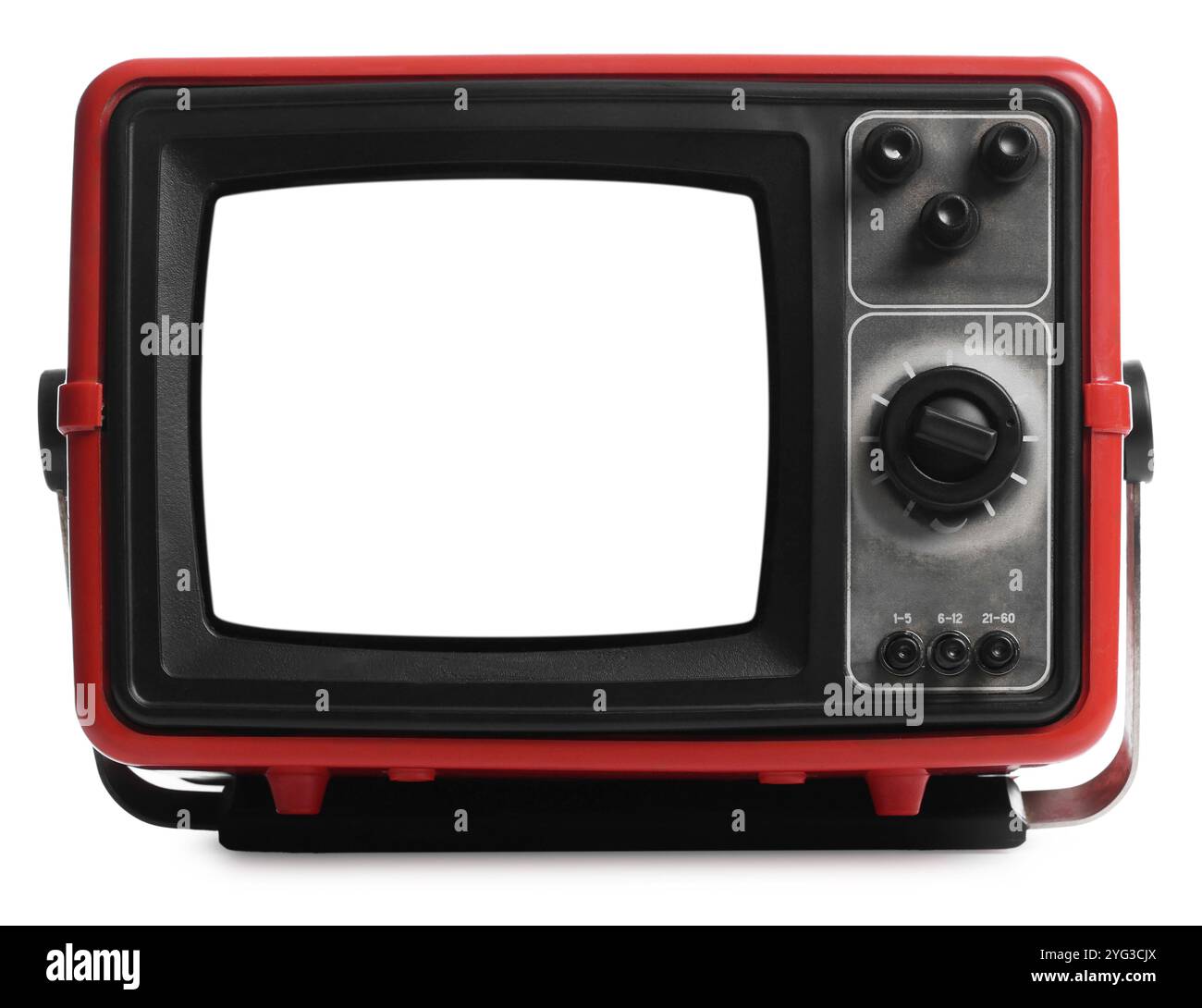 Retro TV with blank screen isolated on white Stock Photo - Alamy