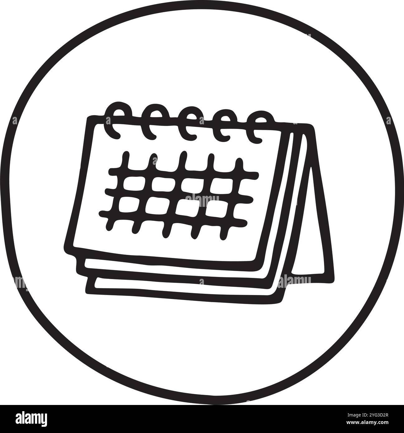 Doodle calendar schedule icon or logo, hand drawn with thin black line ...
