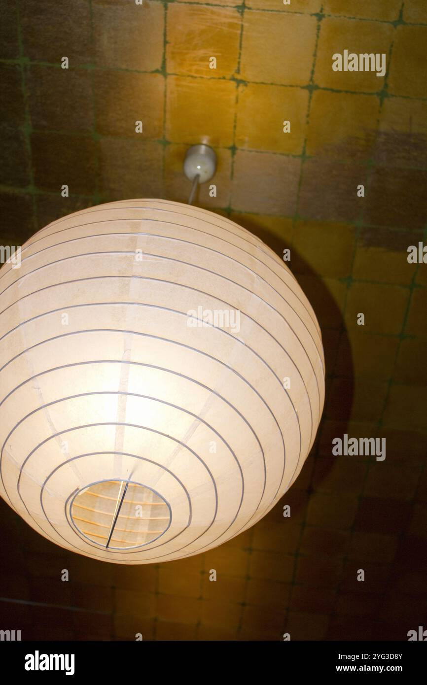 Japanese-style lighting on a ceiling in a Japanese-style room Stock ...
