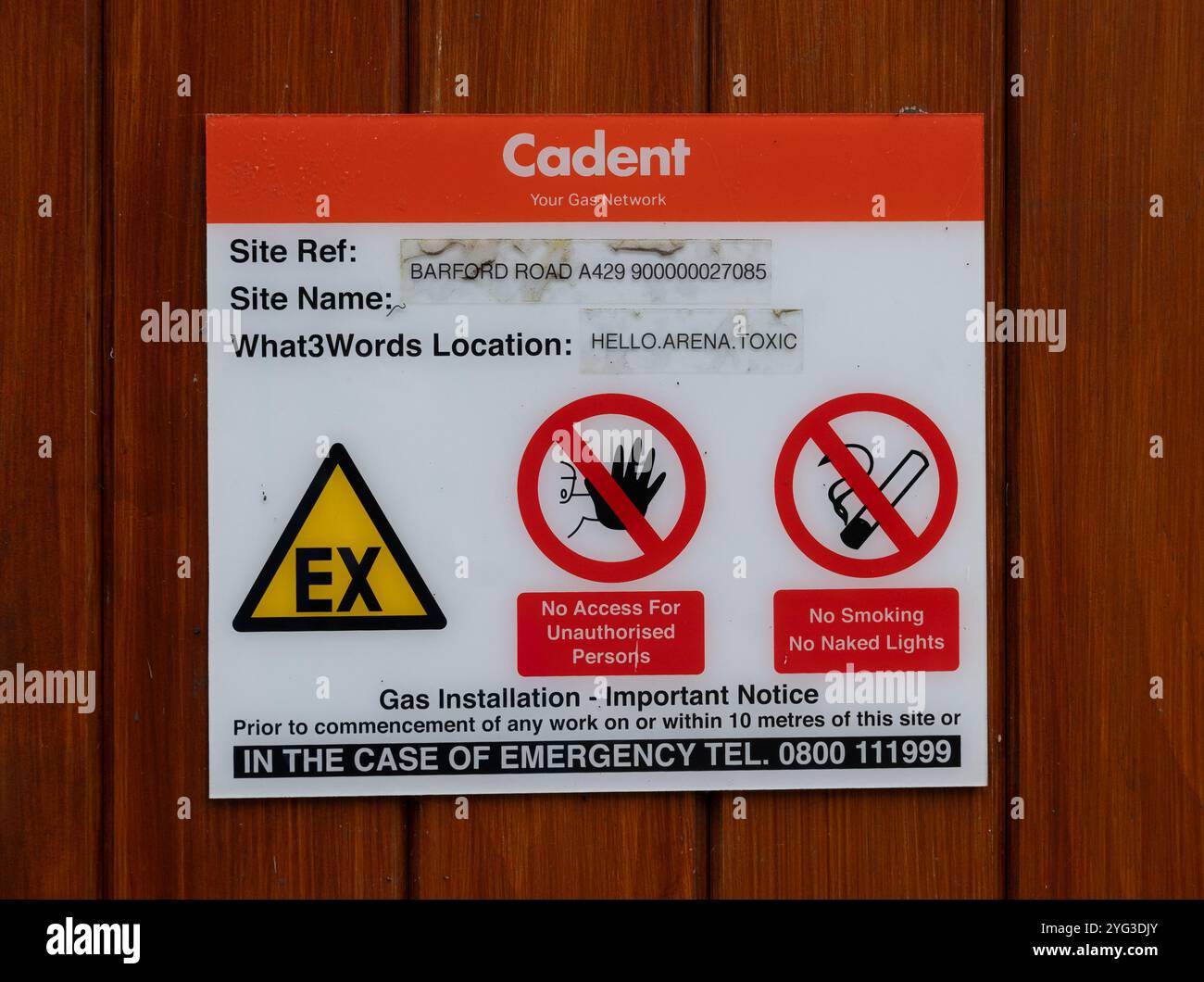 Cadent gas sign, Warwickshire, UK Stock Photo - Alamy