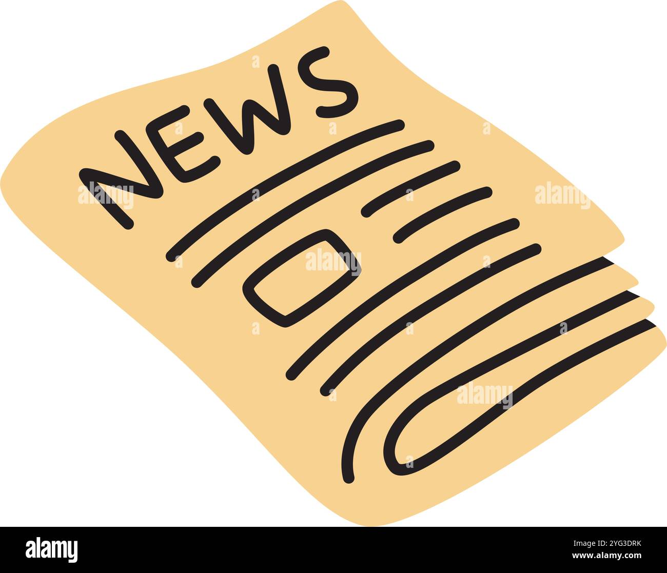 Doodle newspaper icon or logo, hand drawn with thin black line Stock ...
