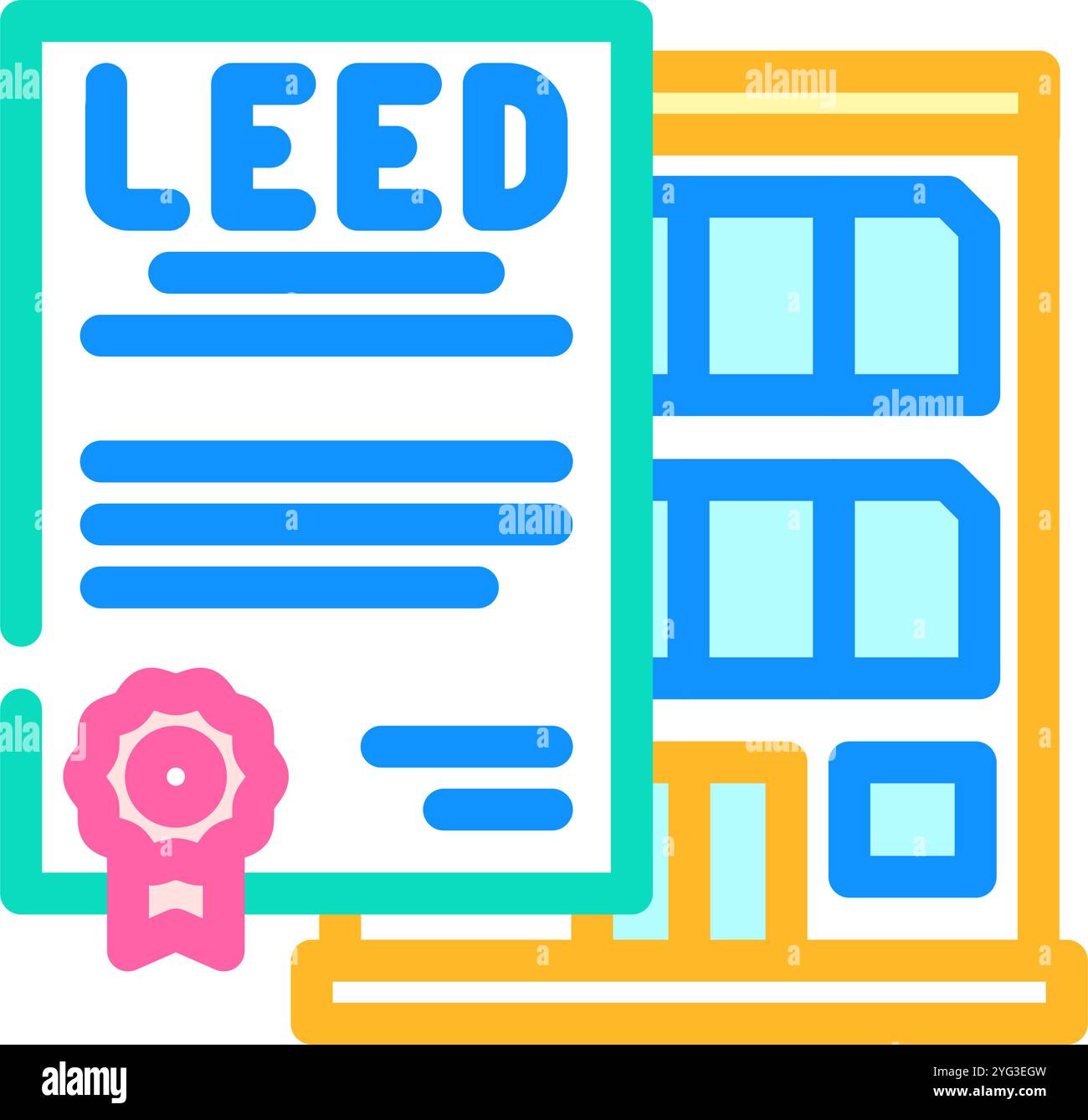 leed certification green building color icon vector illustration Stock ...