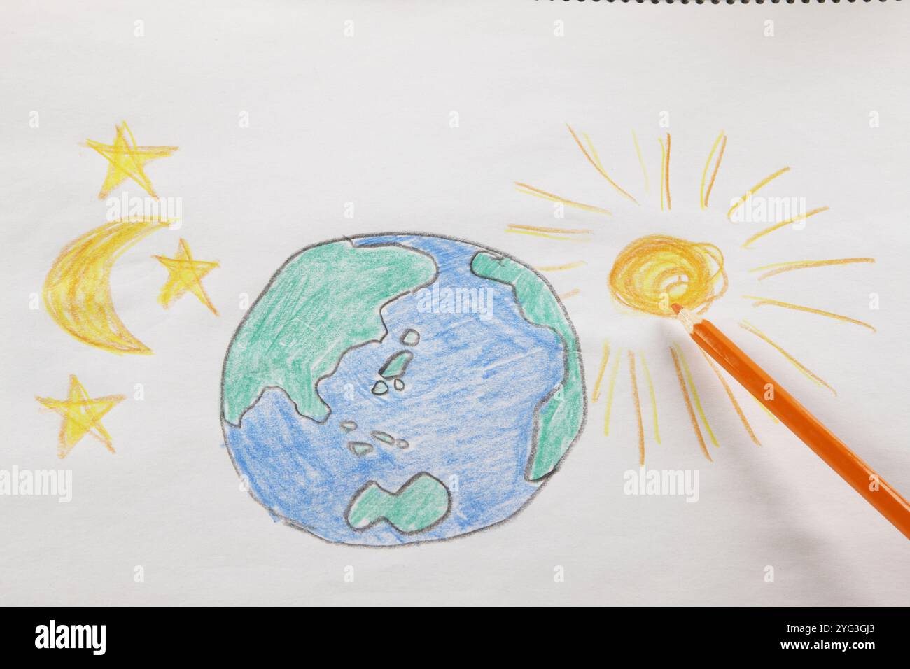 Earth, moon and sun painting Stock Photo - Alamy