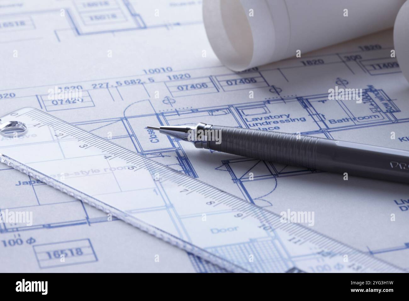 Home building blueprints hi-res stock photography and images - Alamy