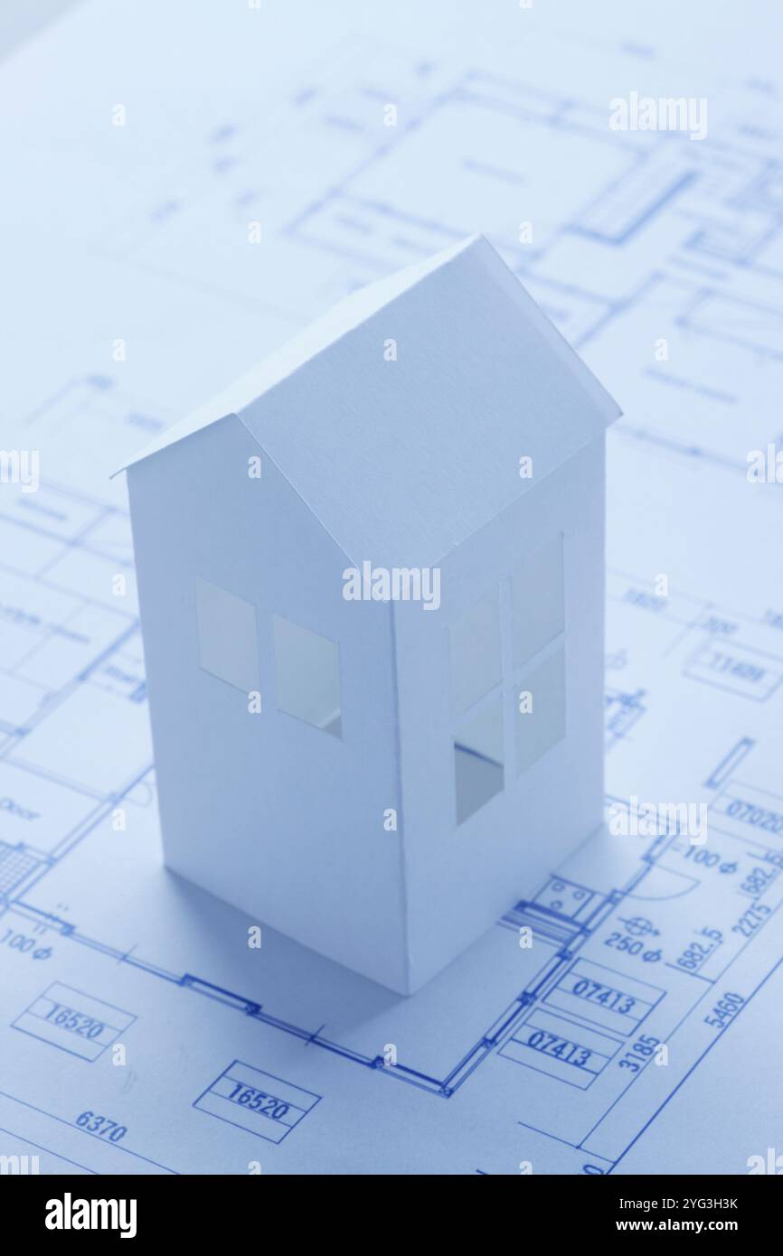 Blueprints and model houses Stock Photo - Alamy